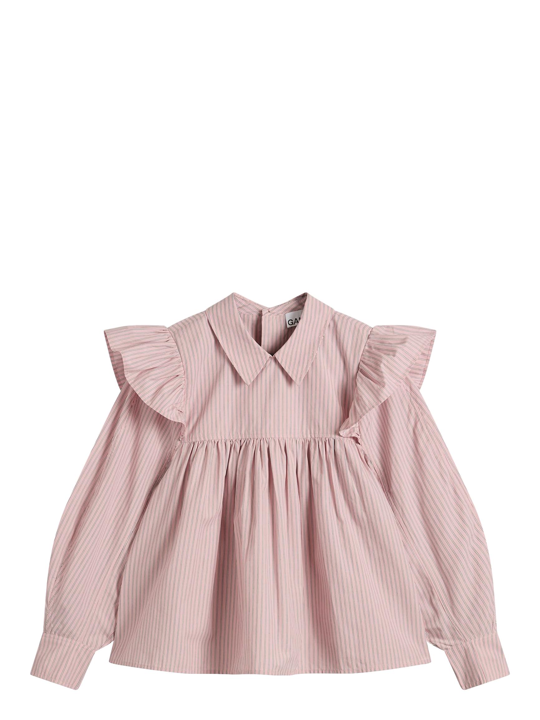 GANNI GANNI Oxford Stripe Frill Blouse